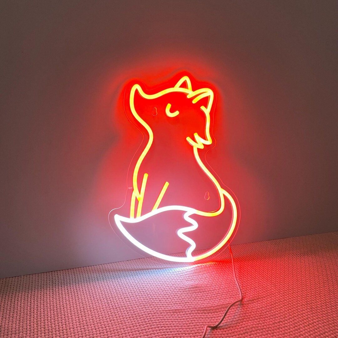 Fox Neon Sign, Fox Neon Light Aesthetic Decor, Custom Animal Sign, Fox ...