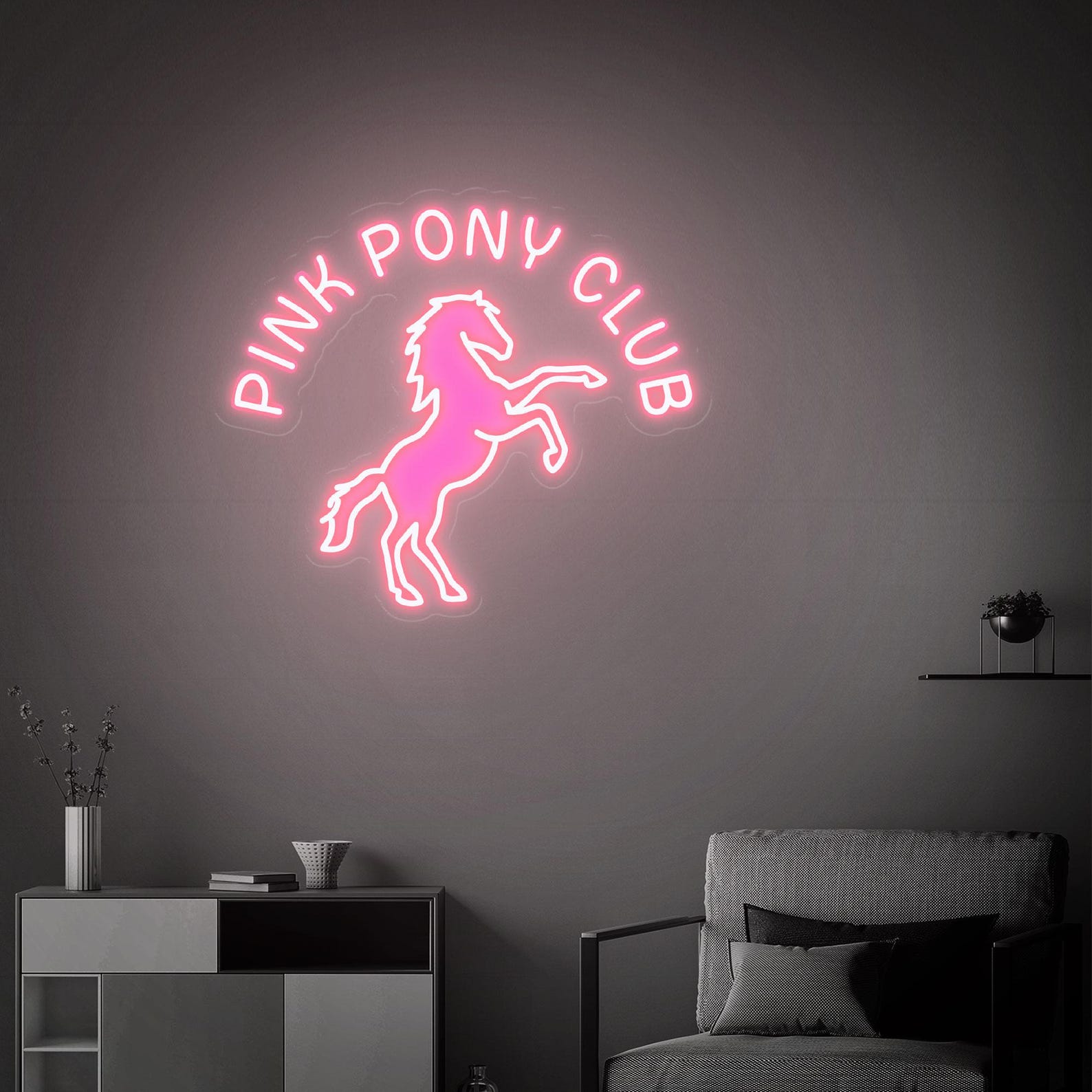 Pink Pony Club Led Neon Sign Pop Art, Pink Pony Club Decor Custom Neon ...