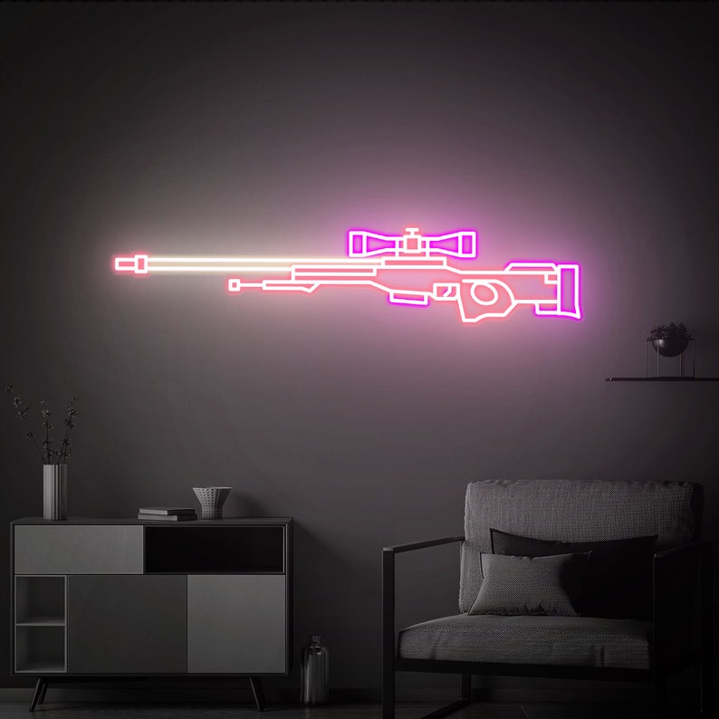 AWP Gun Neon Sign, AWP Gun Neon Wall Art, Custom Neon Signs, Gaming ...