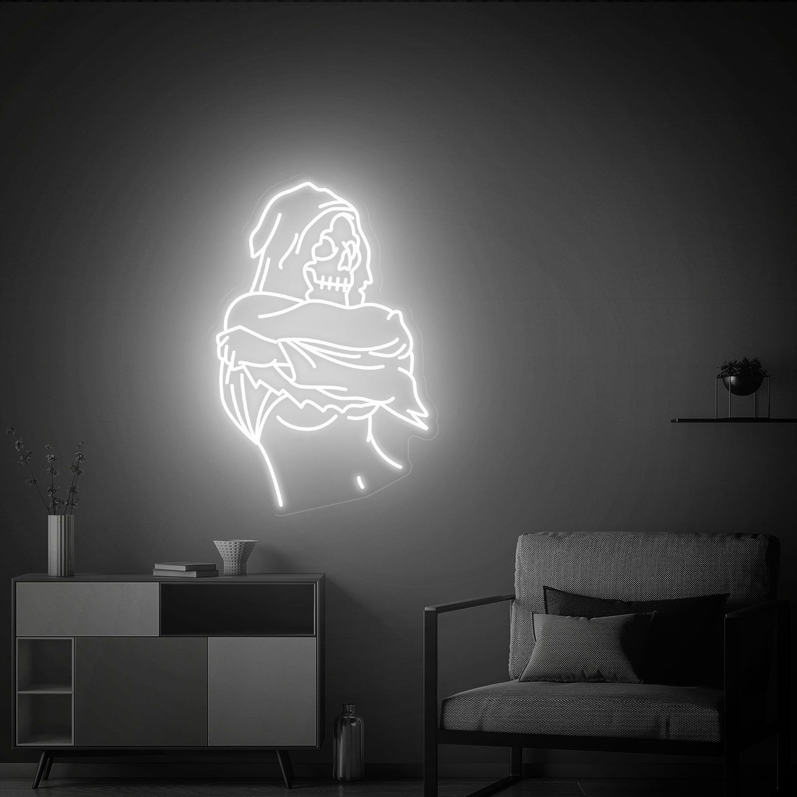 Grim Reaper Neon Sign, Halloween Party Decor, Custom Neon Sign ...