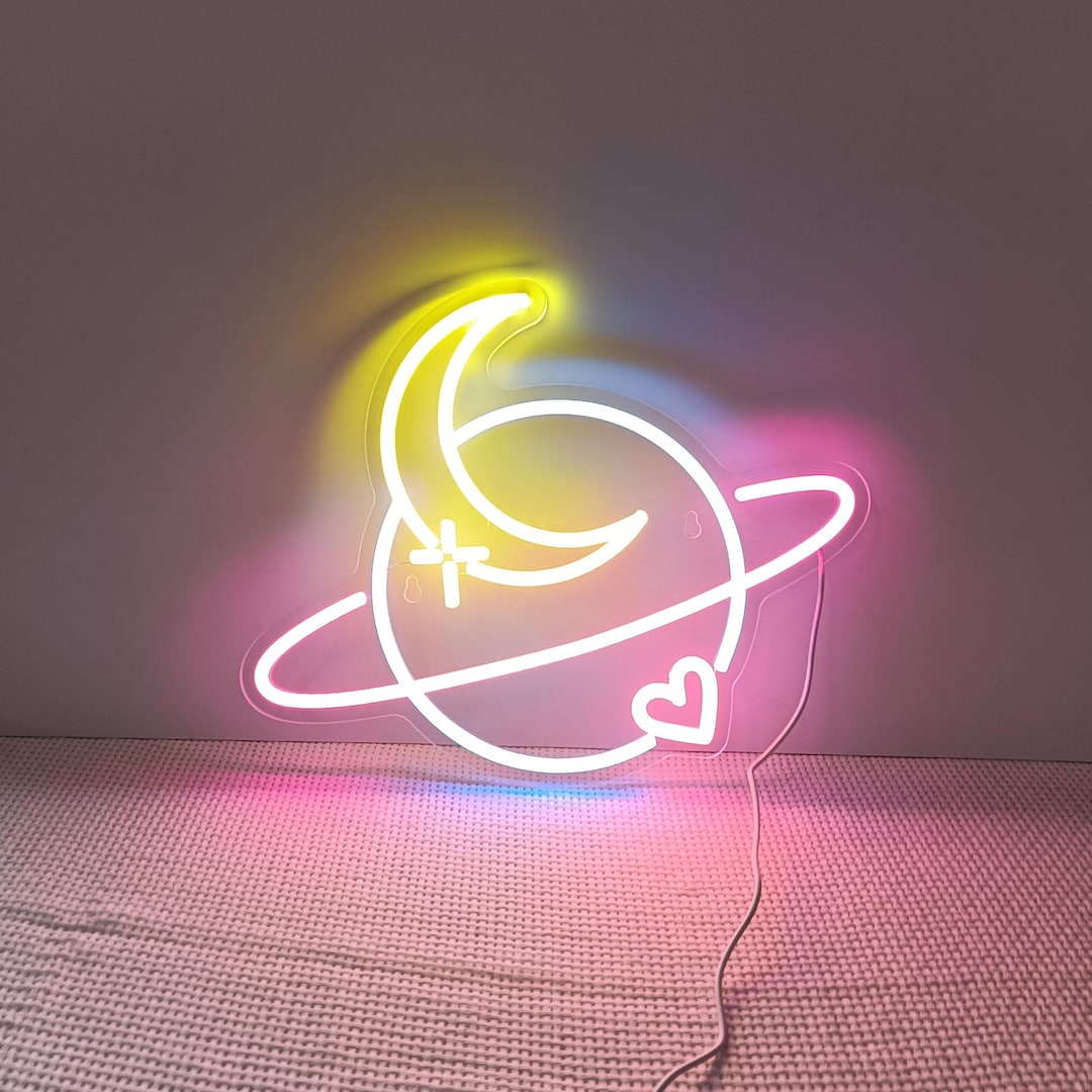 Galaxy Planet Neon Sign, Moon Space Neon Light Neon Wall Decor, Custom ...