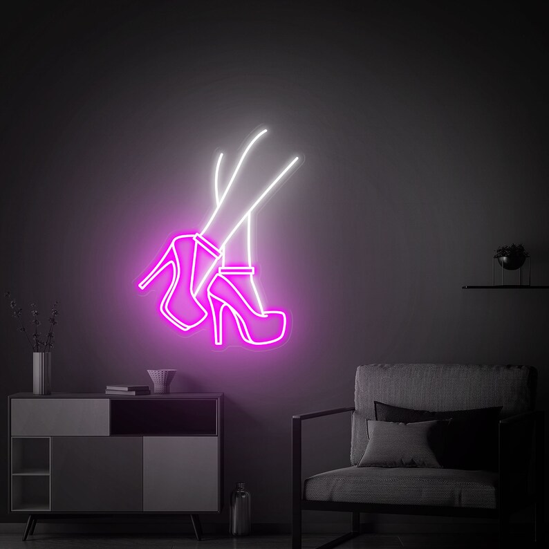 Woman Legs on Heels Neon Sign, High-heeled Shoes for Ladies Custom Led ...