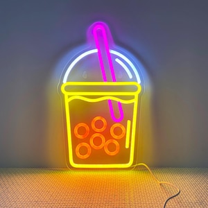 Boba Tea Neon Sign, Custom Bubble Tea Led Milk Tea Neon Sign, Neon Wall ...