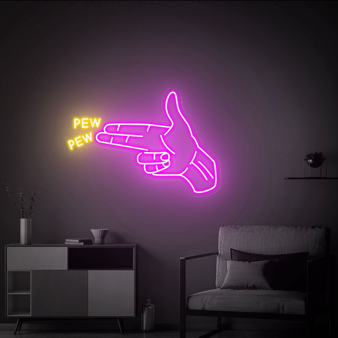 Pew Pew Neon Sign, Handmade Led Light Sign, Neon Wall Art, Party Decor ...