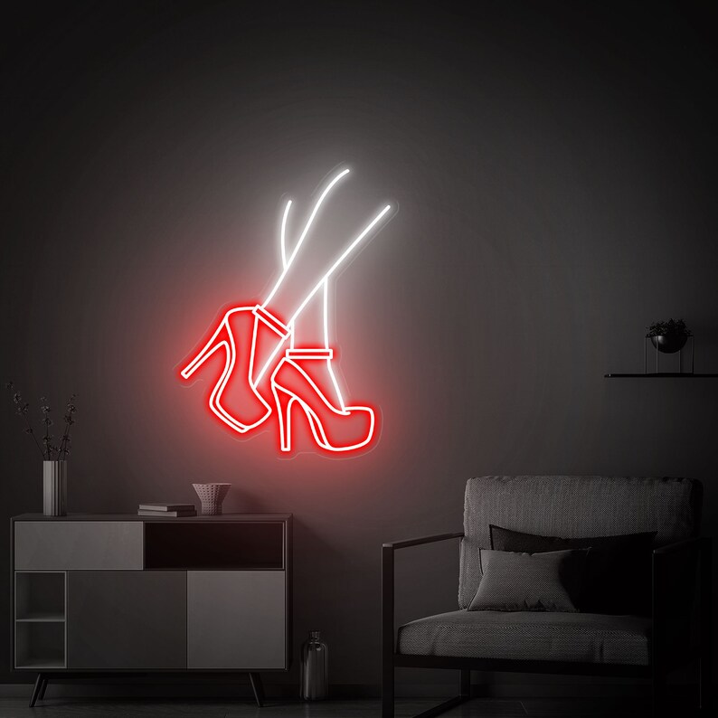 Woman Legs on Heels Neon Sign, High-heeled Shoes for Ladies Custom Led ...