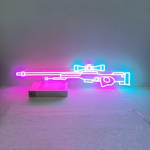 AWP Gun Neon Sign, AWP Gun Neon Wall Art, Custom Neon Signs, Gaming ...
