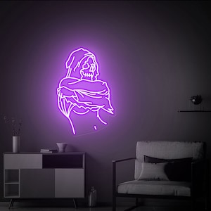 Grim Reaper Neon Sign, Halloween Party Decor, Custom Neon Sign ...