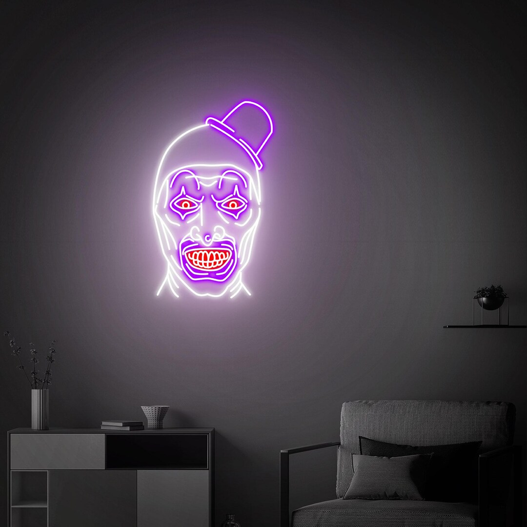 Art the Clown Neon Sign, Terrifier Inspired Neon Wall Art, Custom Led ...