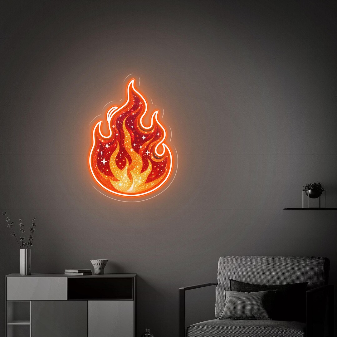 Fire Led Neon Sign Pop Art, Fire Neon Wall Decor Custom Neon Sign ...