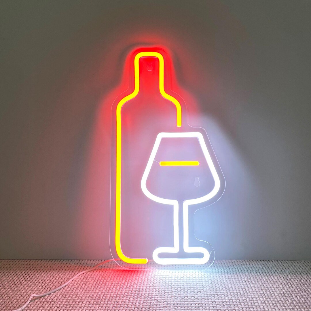 Wine Glass Neon Sign, Wine Led Signs, Neon Bar Sign, Wine Neon Wall Art ...