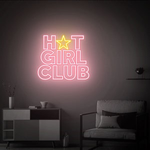 Hot Girl Club Neon Sign, Girls Party Wall Decor, Neon Bar Club Sign ...