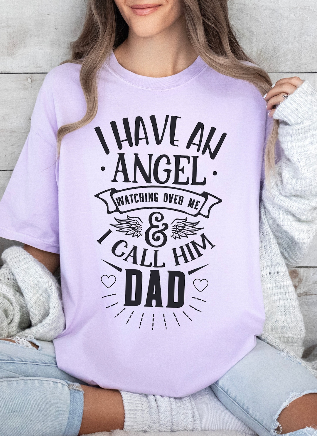 Angel Dad Watching Over Me Custom Father's Day Shirt, Dad in Heaven ...
