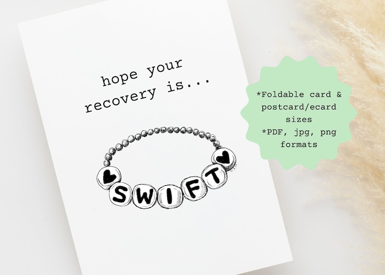 Printable Taylor Swift-themed Get Well Soon Card -- "hope Your Recovery ...