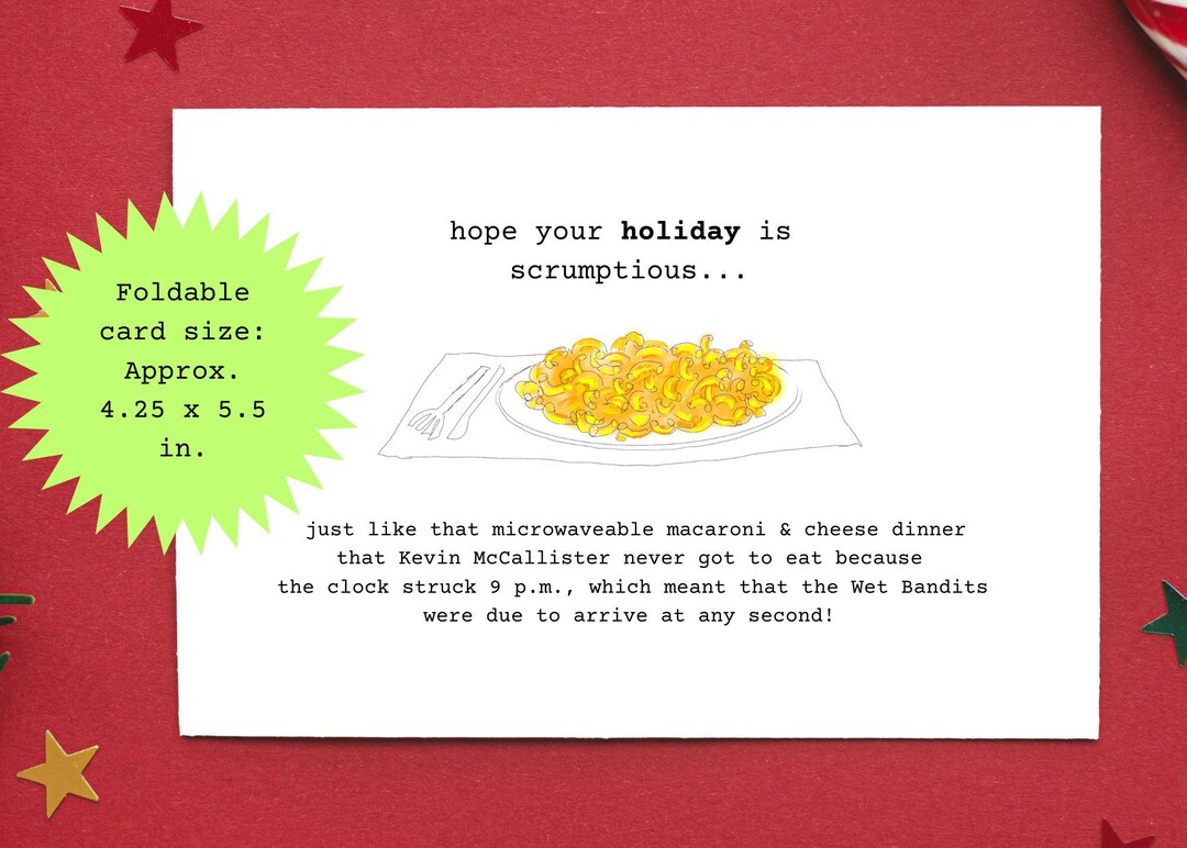 Printable Home Alone-themed Holiday Card -- Kevin's Macaroni & Cheese ...