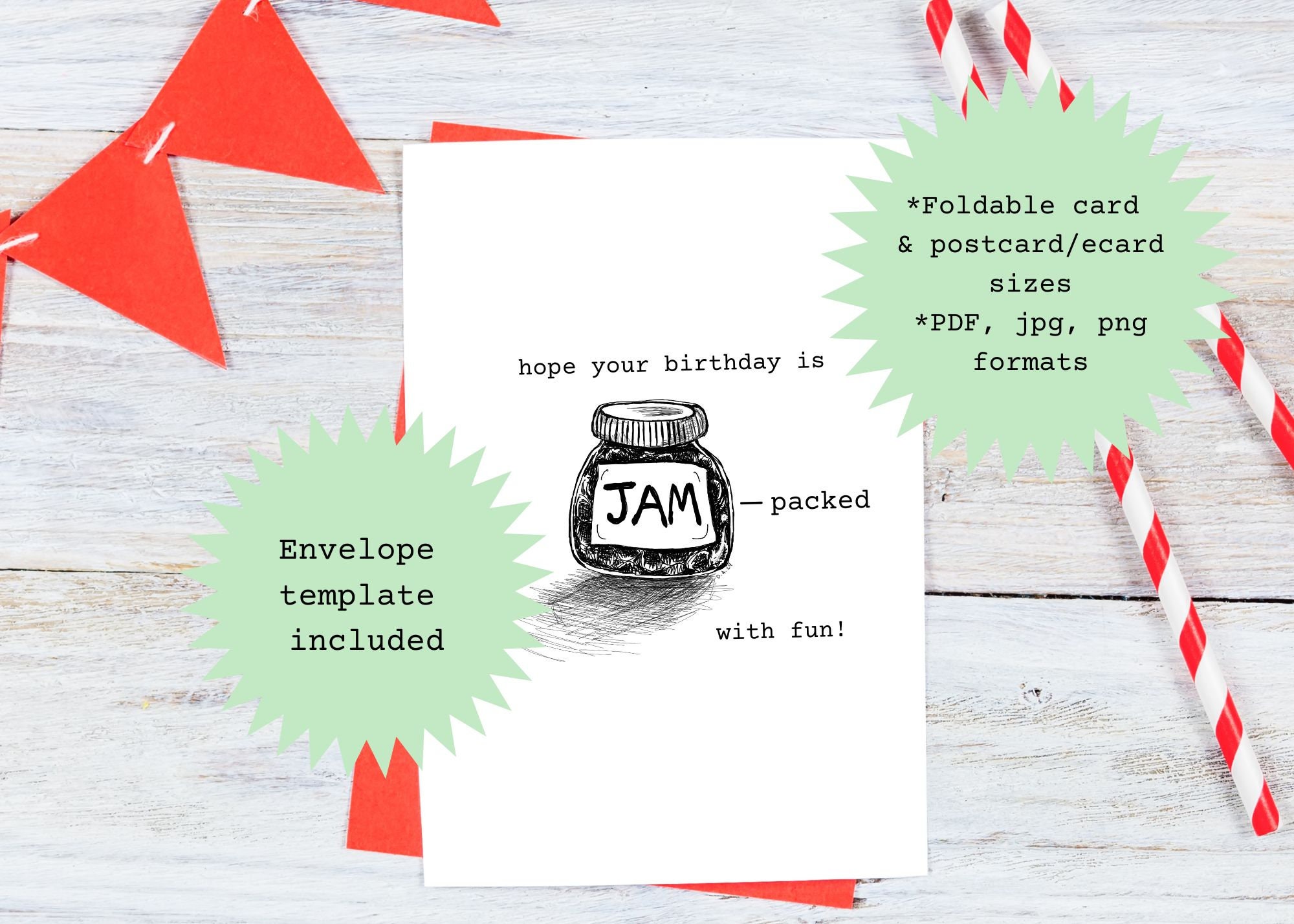 Jam-themed Birthday Card -- Printable & Downloadable! - Etsy