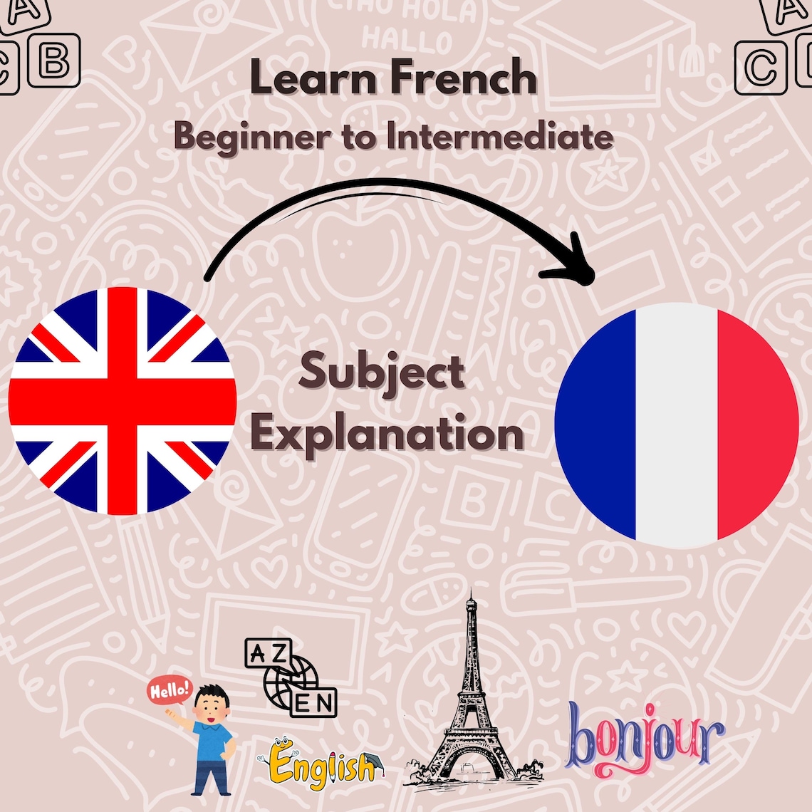 French Subject Explanation Guide 250 Words and Sentences 10 Grammar ...