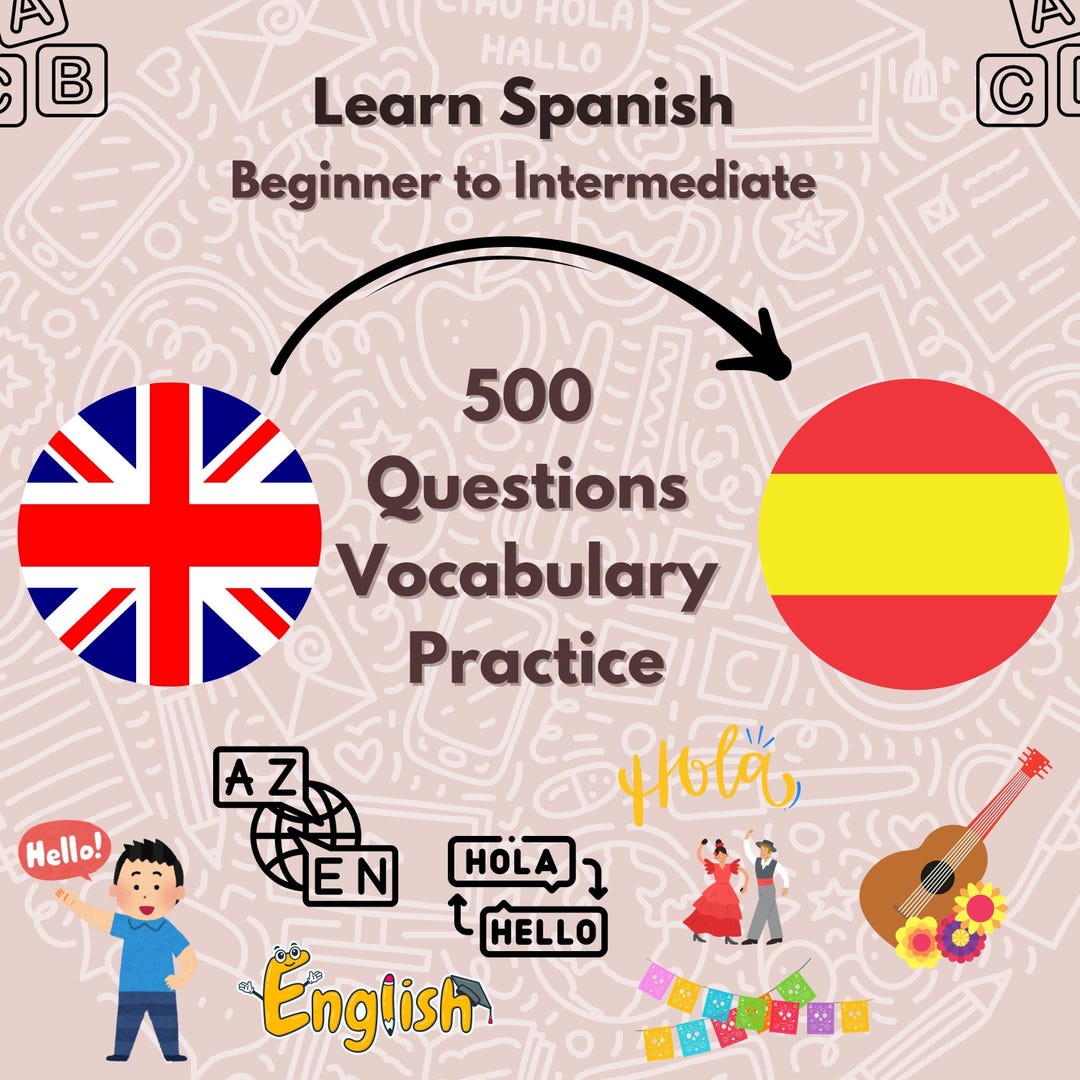Spanish Vocabulary Practice Workbook 500 Spanish Vocabulary Questions ...