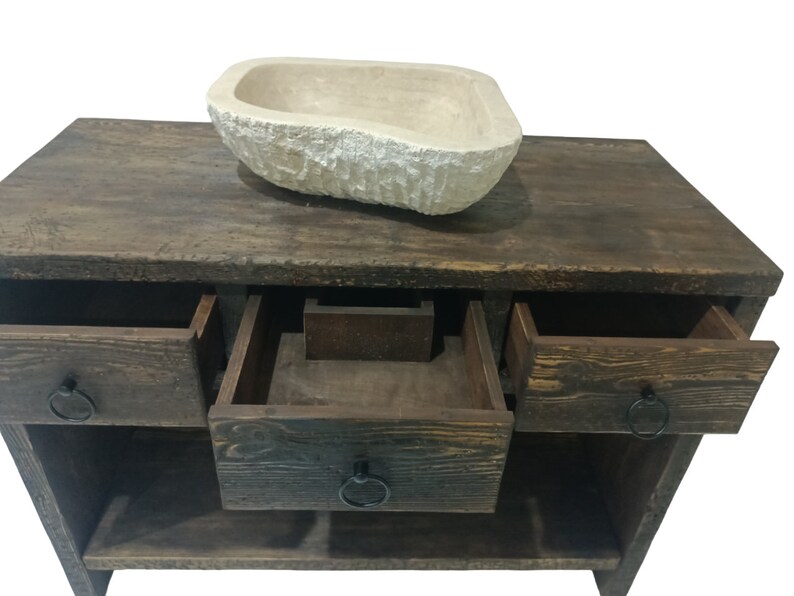 Handcrafted Rustic Wooden Custom Natural Bathroom Sink Vanity Country ...