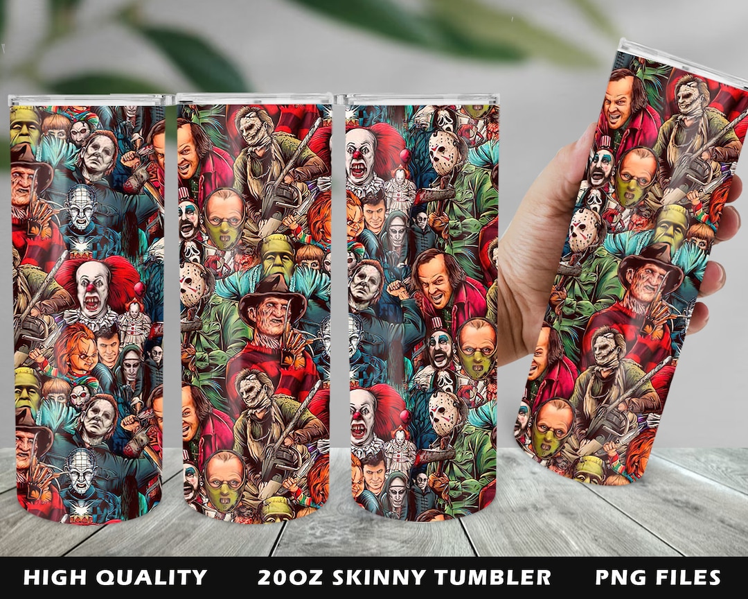 Horror Movie 20oz Tumbler Halloween Horror Character Tumbler - Etsy