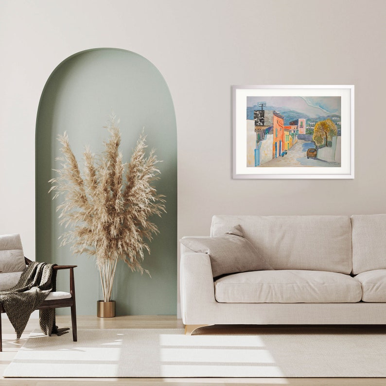 Watercolor by Hellmut Eckstein street in Forio Ischia, Italy Original ...