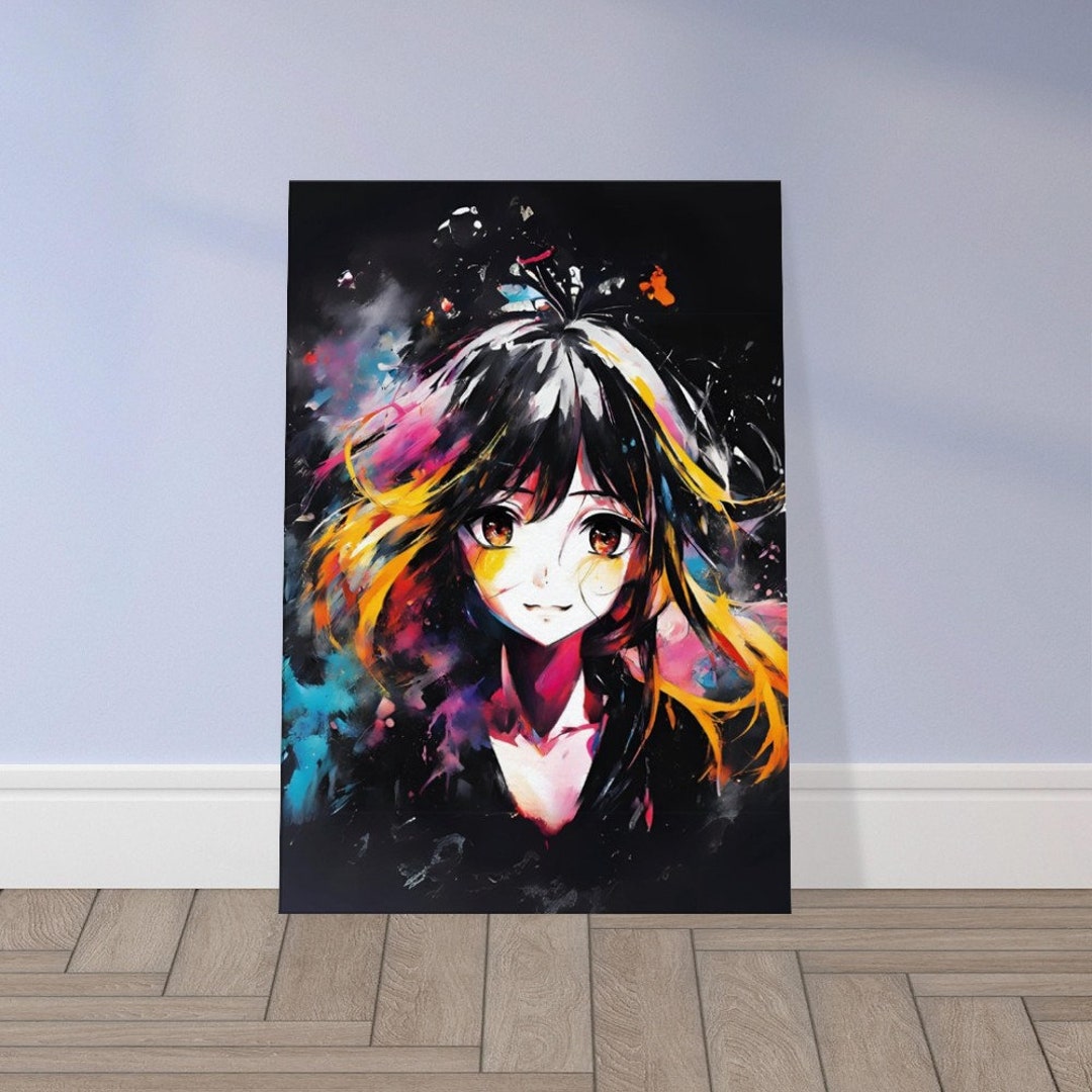 Anime Canvas Print, Anime Girl Wall Art, Abstract Art, Pop Art, Vibrant ...