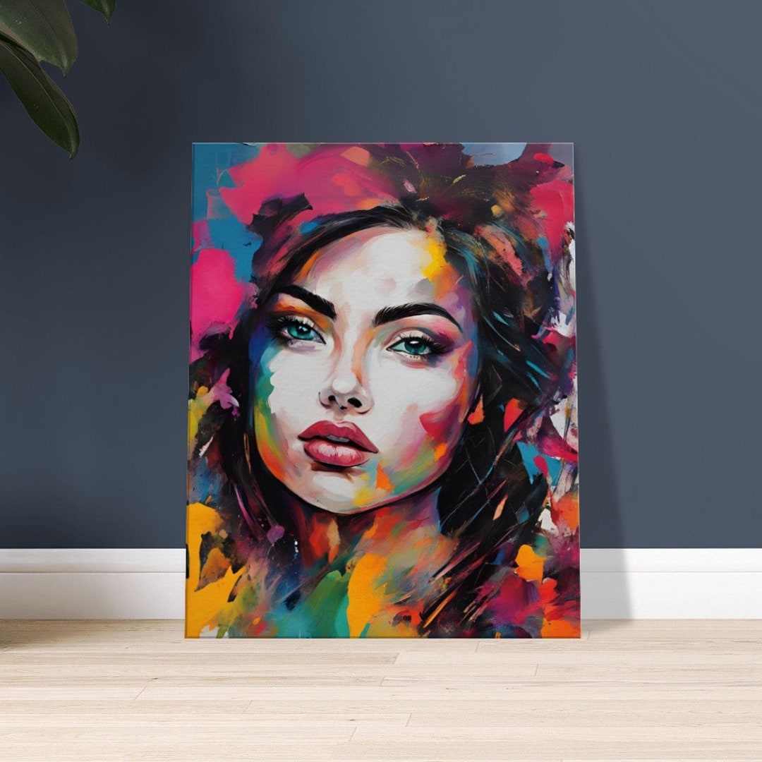Beautiful Woman Portrait Canvas Print, Abstract Art, Modern Art, Home ...