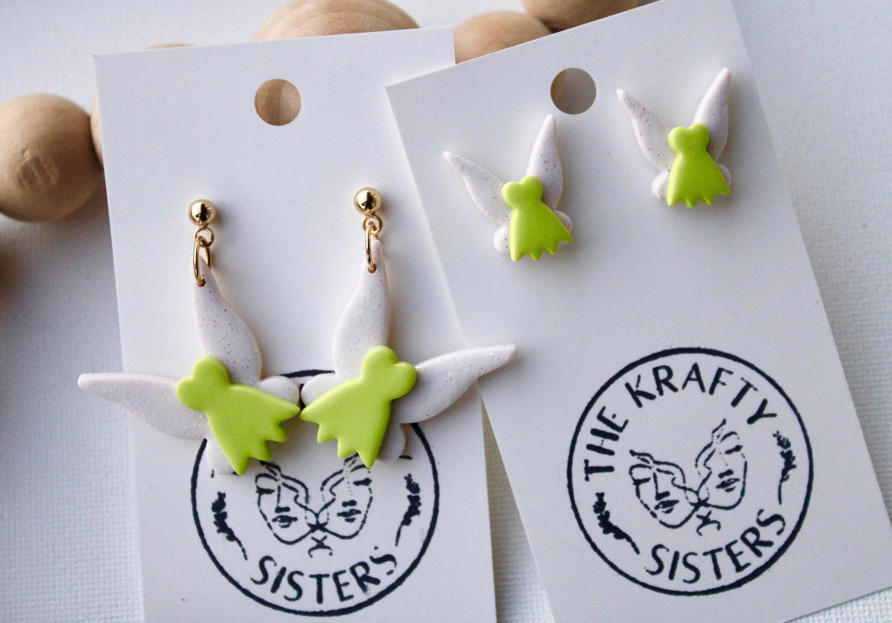 Tinkerbell Clay Earrings/studs, Handmade Clay Earrings, Clay Studs ...