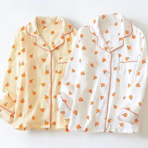 Cute Winter Pyjamas Orange Cotton Pyjamas Comfy Loungewear Women Fruit ...