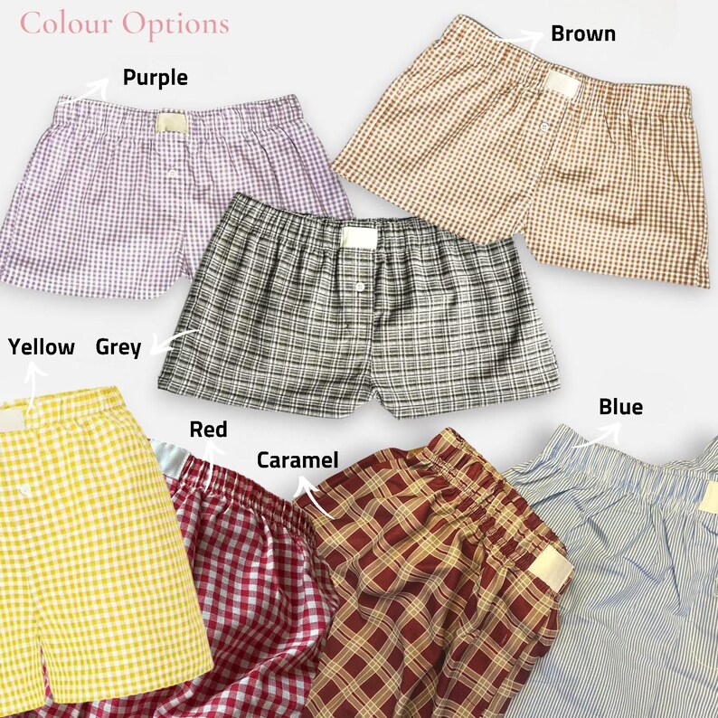 Boxer Shorts Women Gingham Shorts Cute Boxer Shorts Woman Pyjama Lounge ...