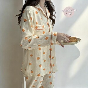 Cute Winter Pyjamas Orange Cotton Pyjamas Comfy Loungewear Women Fruit ...