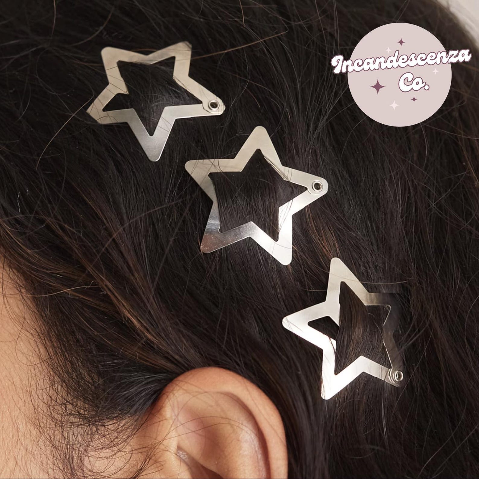 Y2K Star Hair Clips 5 Pack Silver Star Hair Accessories Y2K Hair Clips ...