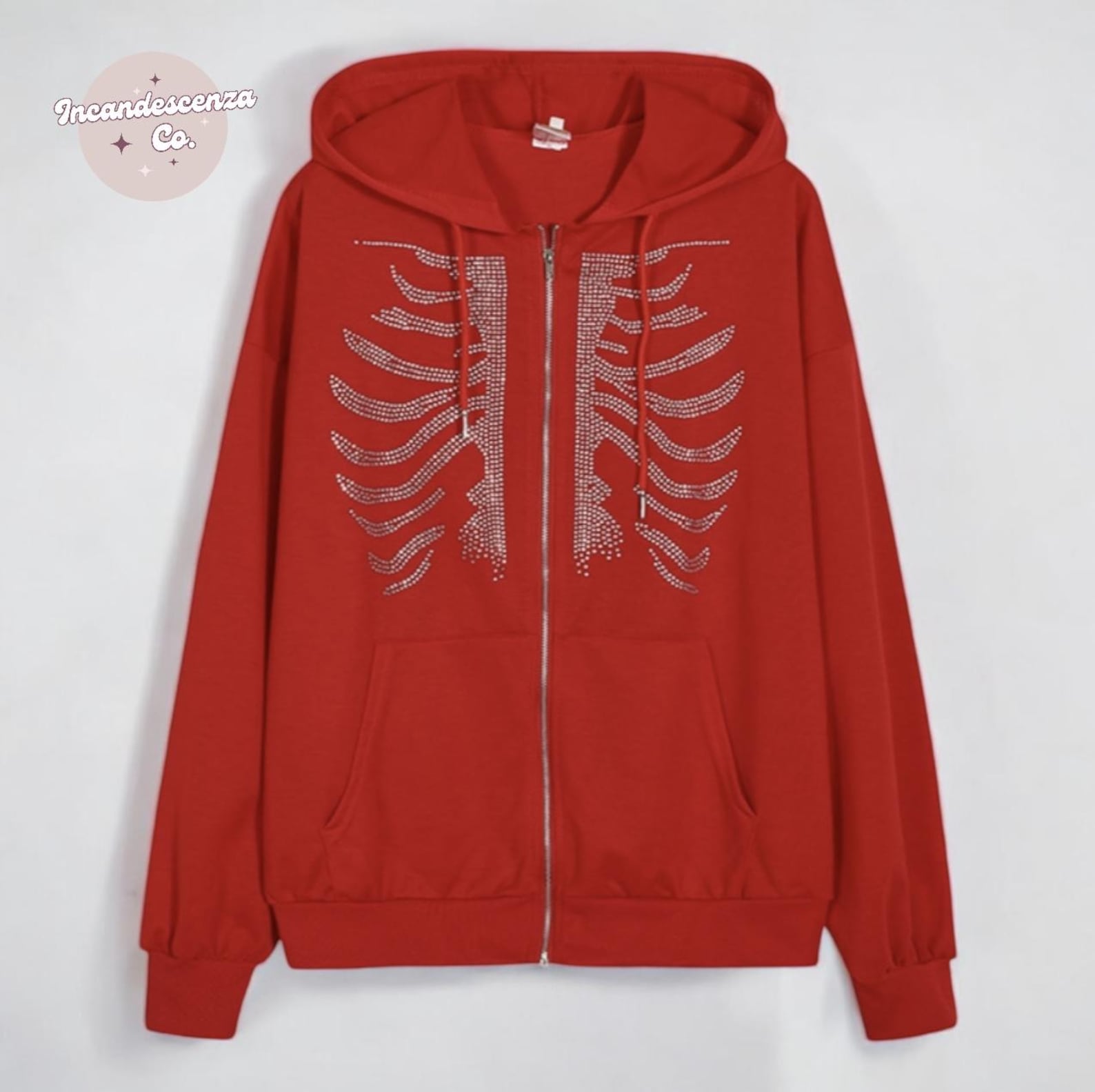 Rhinestone Skeleton Zip up Hoodie Ribs Hoodie Bones Zip up Hoodie Rhinestone Y2K Zip up Hoodie ...