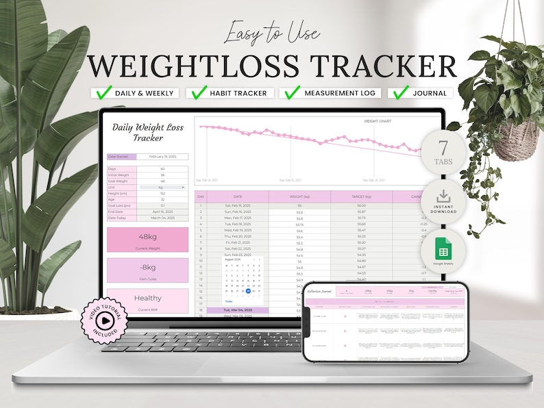 Weight Loss Tracker Spreadsheet Google Sheets, Weightloss Planner Body ...