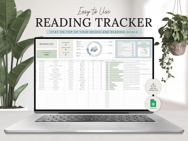 Reading Tracker Spreadsheet Google Sheets, Reading Log, Book Tracker ...