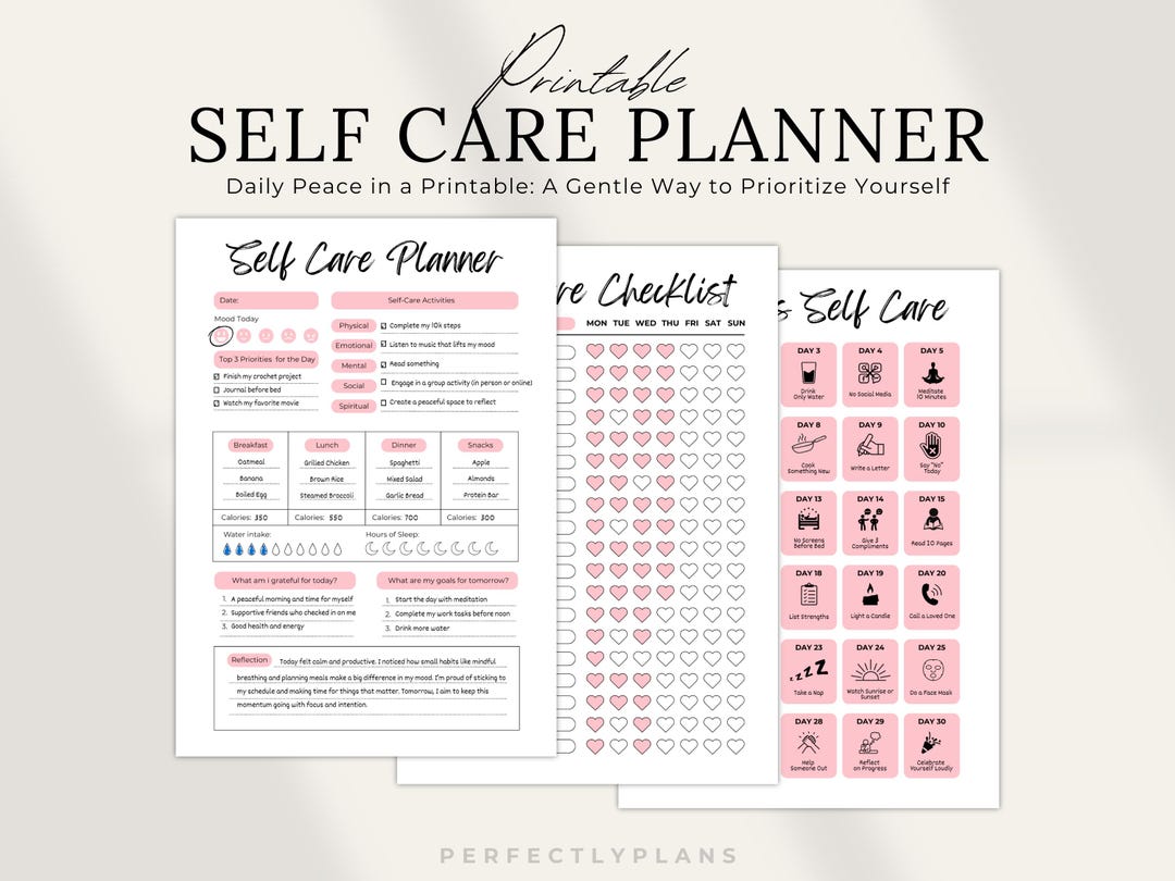 Printable Self Care Planner Bundle | 30 Day Self Care Challenge ...