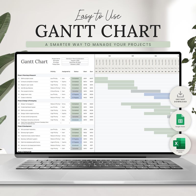 Excel Task Template Simple - Etsy