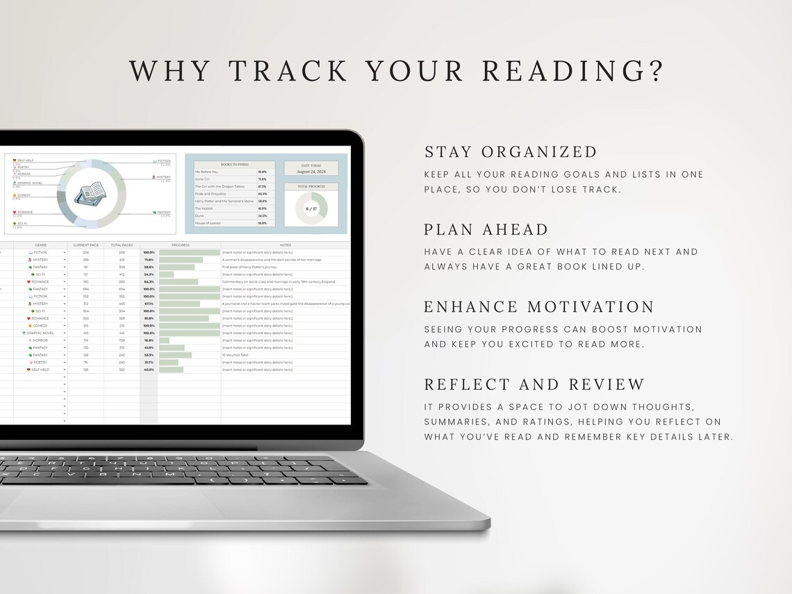 Reading Tracker Spreadsheet Google Sheets, Reading Log, Book Tracker ...