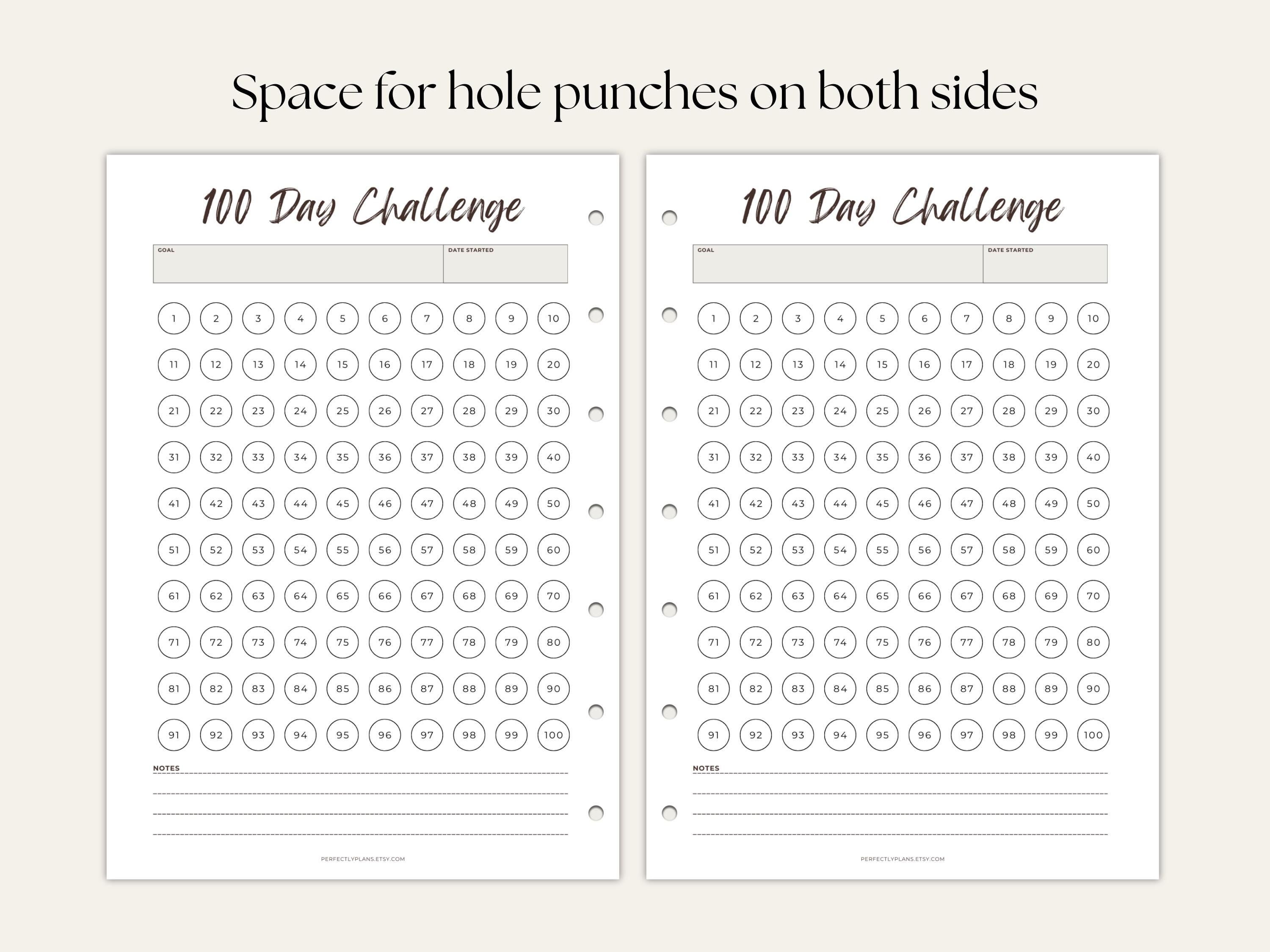 100 Day Challenge Tracker Printable, 100 Days Habit Tracker Template ...