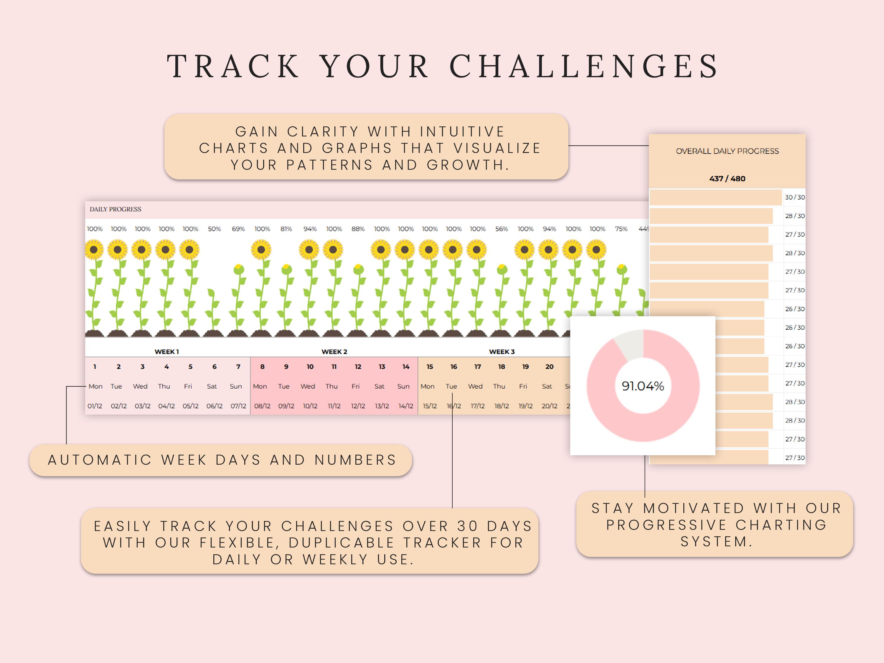 30 Days Challenge Tracker | 30 Day Challenge | 30 Soft Challenge | 30 ...