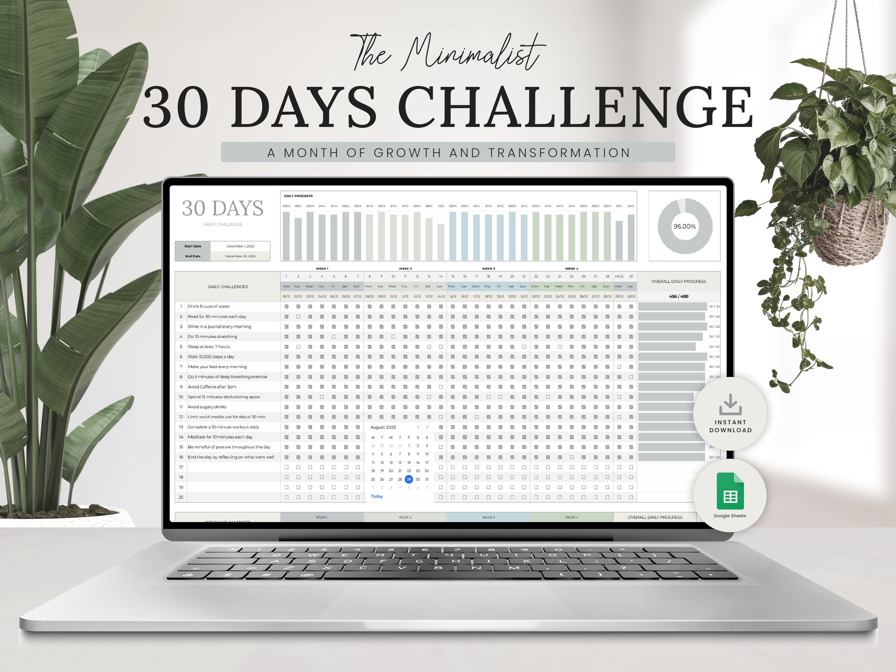 30 Days Challenge Tracker | 30 Day Challenge | 30 Soft Challenge | 30 ...