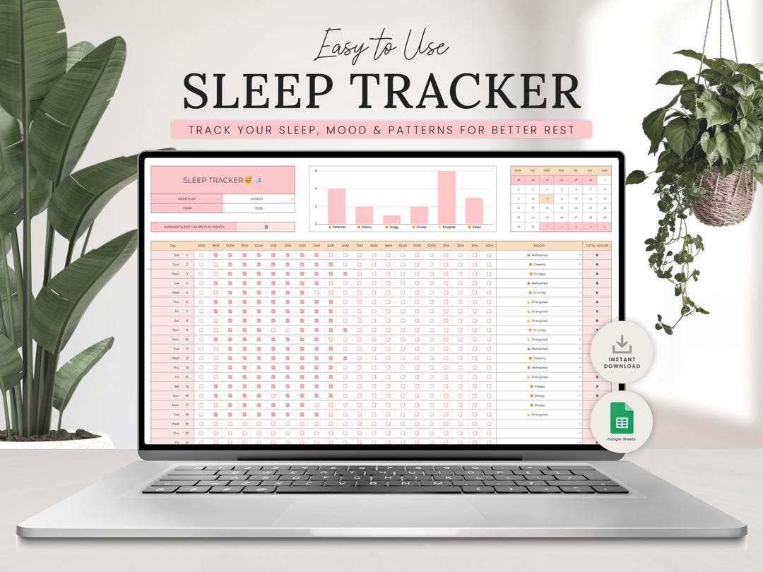 Sleep Tracker Google Sheets Spreadsheet | Digital Sleep Log | Sleep ...