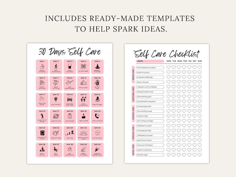 Printable Self Care Planner Bundle | 30 Day Self Care Challenge ...