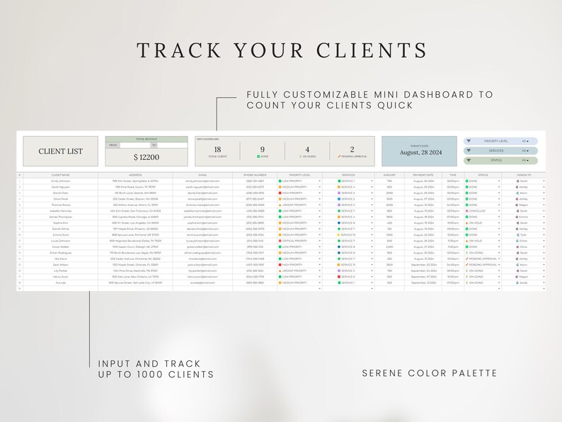 Client Tracker Google Sheets Spreadsheet, Business Planner Template ...