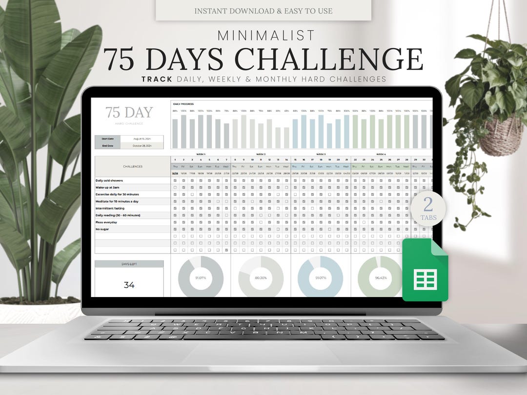 75 Days Challenge Tracker 75 Day Challenge 75 Soft Challenge 75 Medium ...