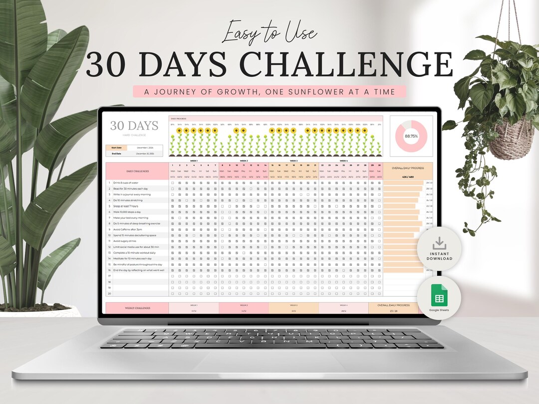 30 Days Challenge Tracker | 30 Day Challenge | 30 Soft Challenge | 30 ...