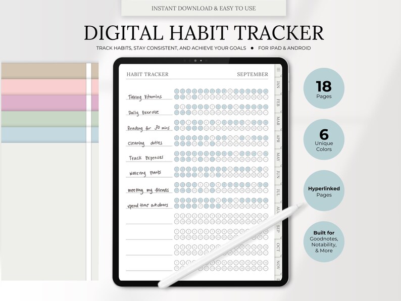 Monthly Habit Tracker, Habit Tracker Template, Routine Tracker, 30 Day ...