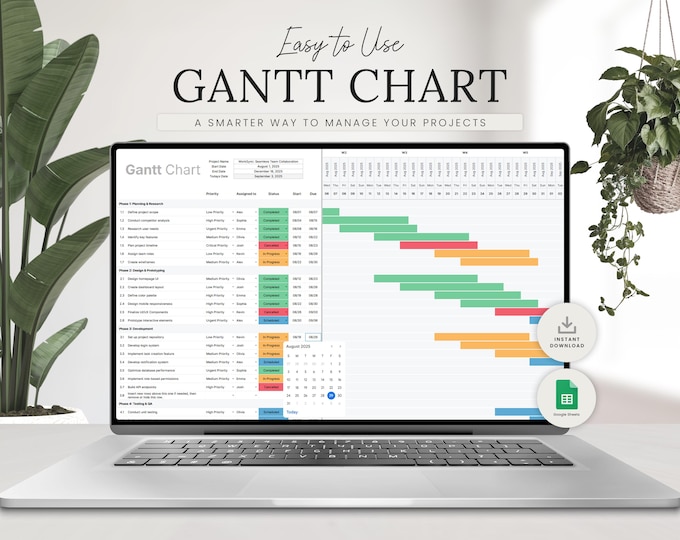 Gantt Chart | Automated Project Timeline | Task Tracker | Google Sheets Template - Etsy Canada