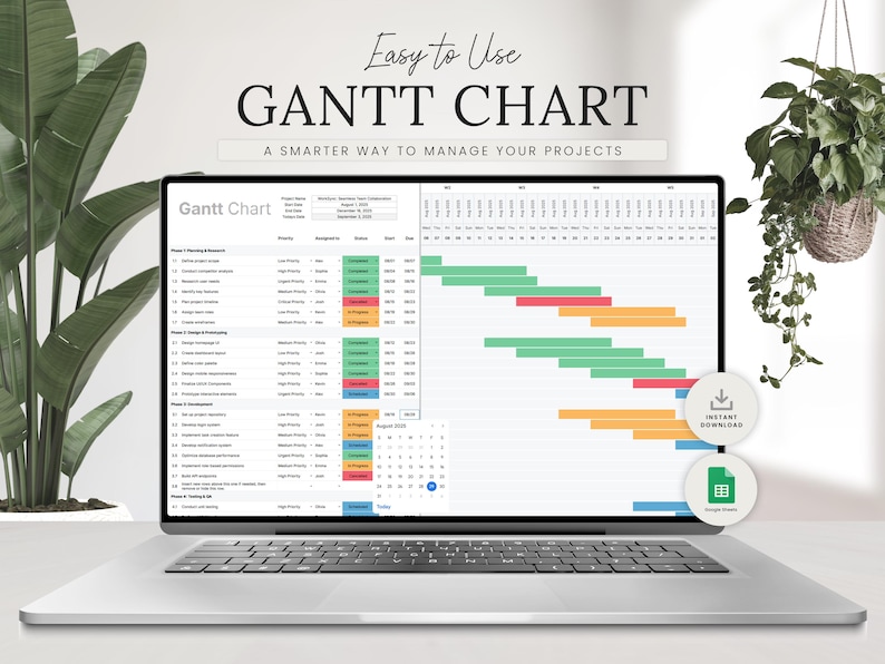 Gantt Chart Project Management Template | Team Task Tracker | Google ...