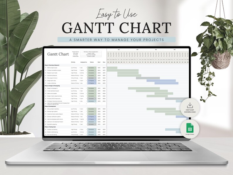 Gantt Chart Project Management Template | Team Task Tracker | Google ...