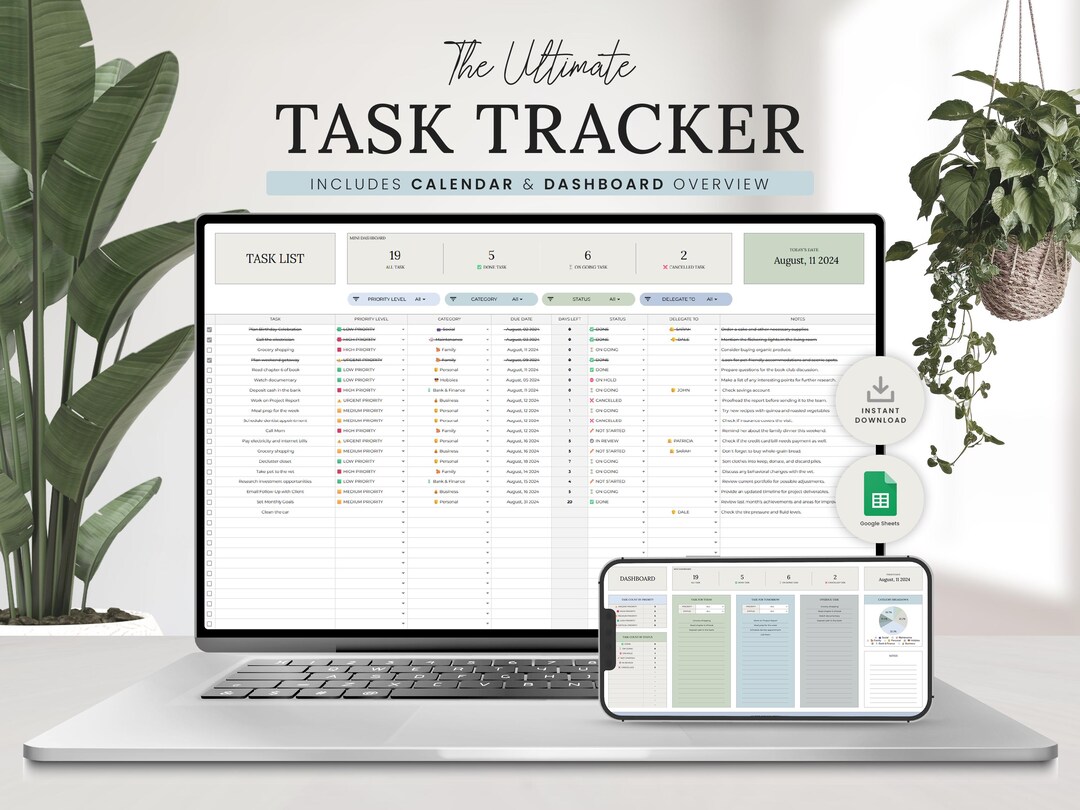 Task Tracker Spreadsheet Google Sheets Template, to Do List, Task ...